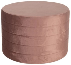Velký růžový sametový puf Salome – Ø 60*40 cm