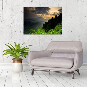 Skleněný obraz - zelená horská krajina (70x50 cm)