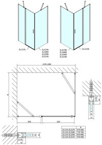 Polysan, Zoom Line obdélníková sprchová zástěna 1500x800mm L/P varianta, ZL1315ZL3280