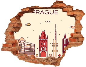 Wallmuralia Samolepící díra na stěnu Praha stavby 90x70 cm