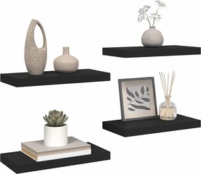 Plovoucí nástěnné police 4 ks černé 50 x 23,5 x 3,8 cm MDF 323831