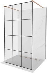 Mexen Kioto, sprchová zástěna Walk-In 120 x 200 cm, 8mm sklo černý vzor, ​​měděný matný profil, 800-120-002-65-77
