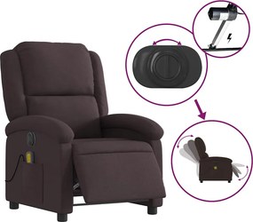 Elektrické masážní polohovací křeslo tmavě hnědé textil 3204157