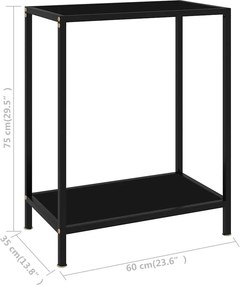 Konzolový stolek černý 60 x 35 x 75 cm tvrzené sklo 322828