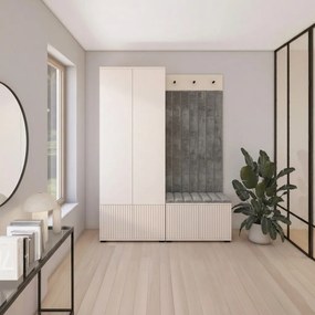 Předsíňová stěna RAYO 1 s čalouněnými panely, 140 cm, kašmír/ šedá
