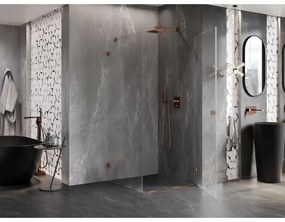 Mexen Lunar-B L výklopný sprchový kout pravý 80 x 80 cm, čiré sklo, růžové zlato, 832L-080-080-60-00-P