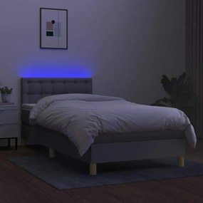 Box spring postel s matrací a LED světle šedá 100x200 cm textil 3134013