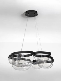 Matně černé ocelové LED stmívatelné závěsné svítidlo se skleněným stínidlem ø 83 cm Clair – Nova Luce