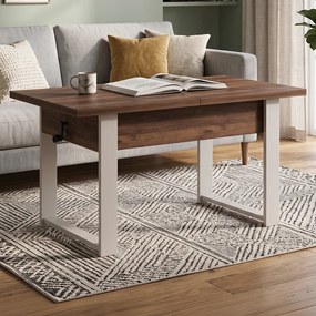 Rozkládací polohovací konferenční stolek HOGO 3v1 | 120-157x62,5-74,5x67 cm | síla horní desky 32 mm | ořech/nohy kašmír