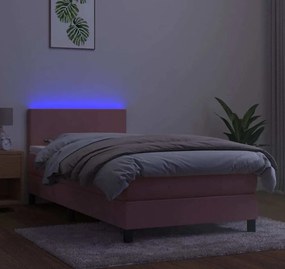 vidaXL Box spring postel s matrací a LED 90x200 cm samet [3134266] Barva: Tmavě zelená
