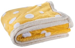 Beránková deka z mikrovlákna HAPPY DOTS MUSTARD 140 x 200 cm