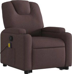 Zvedací masážní polohovací křeslo tmavě hnědé textil 3204385