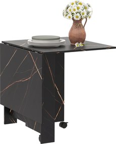Skládací kuchyňský stůl HOMCOM, skládací jídelní stůl se 2 skládacími deskami, 2 kolečky s brzdami, pro 6 osob, nosnost 20 kg, 120 x 80 x 73 cm, imit…