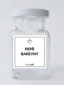 Samolepka na kořenky PEPŘ BAREVNÝ bílá 5 × 5 cm tučné písmo