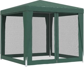 Party stan se 4 síťovanými bočnicemi zelený 2,5 x 2,5 m HDPE 319223