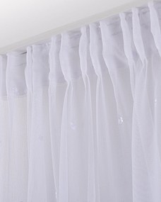 Záclona voálová jednoduchá s řasící páskou barva bílá látka poloprůhledná, pletený vzor, vzorované