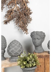 Šedý antik cementový květináč hlava ženy - 18*17*25 cm