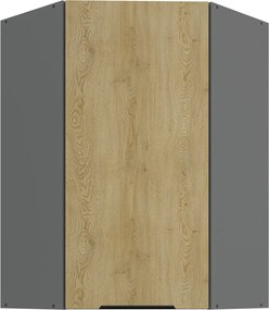 CREMONA ac | horní kuchyňská skříňka 60x60 GN-90 1F (45°) rohová s policemi | 60x60 cm | VYSOKÁ | antracit/cremona