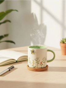 Sinsay - Keramický hrnek s rostlinným motivem a reliéfními zvířaty - vícebarevná