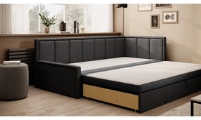 Tmavě šedá žinylková rozkládací/s úložným prostorem pohovka 214 cm Fulgeo – ELTAP