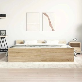 Rám postele s hlavovým a nožním čelem dub sonoma 200 x 200 cm 3203735