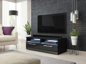 TV stolek Bonn s LED osvětlením 100 cm černý mat/černý lesk