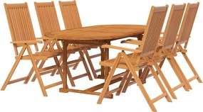 7dílný zahradní jídelní set masivní akáciové dřevo 120-170 cm 3079644