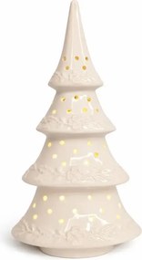 LED dekorace keramický stromeček, 15 × 9,2 × 29 cm, teple bílá, 2× LR44