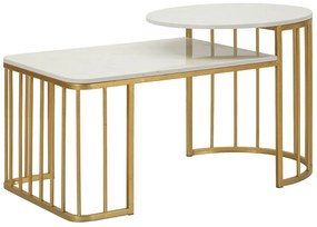 Designový konferenční stolek Kehlani 90 cm bílý / zlatý