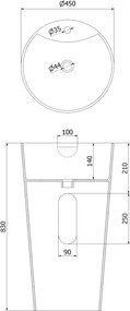 Mexen, Mexen Onyx-02 umywalka wolnostojące z konglomeratu 45 x 45 cm, bílá mat - 26544500