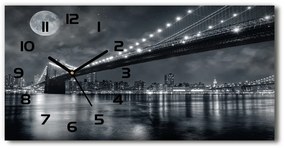 Wallmuralia Skleněné hodiny na stěnu Brooklinský most 60x30 cm