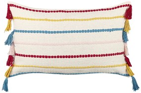 Bavlněný polštář pruhovaný vzor se střapci 40 x 60 cm barevný AGAVE Beliani