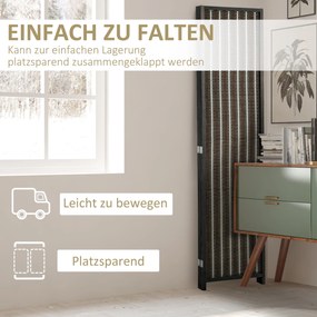 HOMCOM 4-panelový paraván 180 x 180 cm, bambusová zástěna, skládací, oddělovací stěna pro obývací pokoj, hnědá