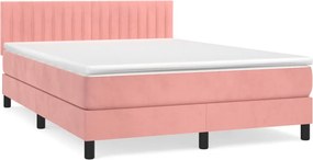 Box spring postel s matrací růžová 140x200 cm samet 3141430