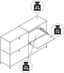 Tchibo - Odkládací skříňka »Cn3« se 4 výklopnými dvířky - barva: šedá