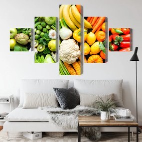 Vícedílný obraz Ovoce A Zelenina V Barvách Duhy Nedostatek Nedostatek Přírodní plátno 150x90