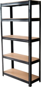 Regál Racks, kovový, MDF, 5 polic, antracit (1800 x 900 x 400 mm)