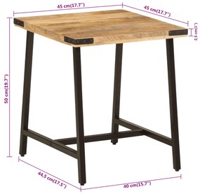 Odkládací stolek 45 x 45 x 50 cm masivní mangovník a železo - Default Title