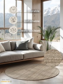 Hanse Home, Kusový koberec Jaipur 105975 Grey/Brown kruh, 200x200 (průměr) kruh, béžová, chodba / předsíň