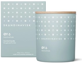 SKANDINAVISK Vonná svíčka ØY (ostrov) 200 g, modrá barva, sklo, dřevo, vosk