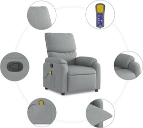 Masážní křeslo s polohovacím mechanismem, světle šedé, látkové 3206096