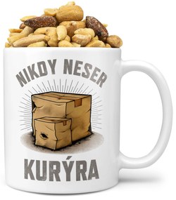 Hrnek Neser kurýra (Náplň hrníčku: Směs slaných oříšků)