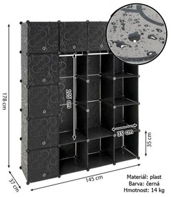 Divero Regál černý - zásuvný systém