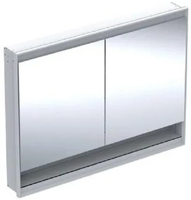 Geberit ONE - Zrcadlová skříňka s LED osvětlením, 1200x900x150 mm, 2 dvířka, s nikou, vestavná, hliník 505.825.00.1