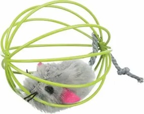 TRIXIE 4115 Plyšová myš v kulaté barevné kleci 6 cm