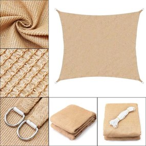 Sluneční plachta, čtyřúhelníková, 3,6 m, polyethylen, béžová