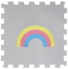Vylen Pěnová hrací podlaha DUHA do dětského pokoje Zvolte barvu: Tmavě šedá s barevnou duhou