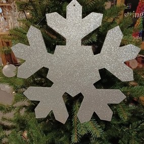 Vánoční ozdoba vločka I, pr. 15 cm, stříbrná, překližka, venkovní
