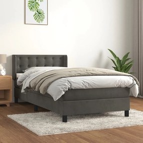 vidaXL Box spring postel s matrací 100x200 cm samet [3131187] Barva: Tmavě šedá