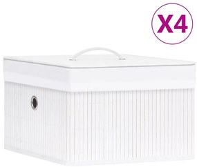 Bambusové úložné boxy 4 ks bílé 320766